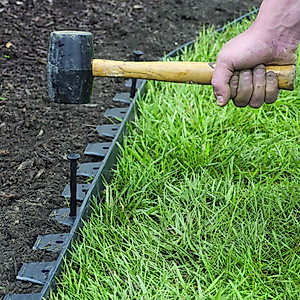 EasyFlex No-Dig Landscape Edging with Anchoring Spikes, 1.3 in. Tall Straight Top Plastic Garden Border, 120 Foot Kit, Black