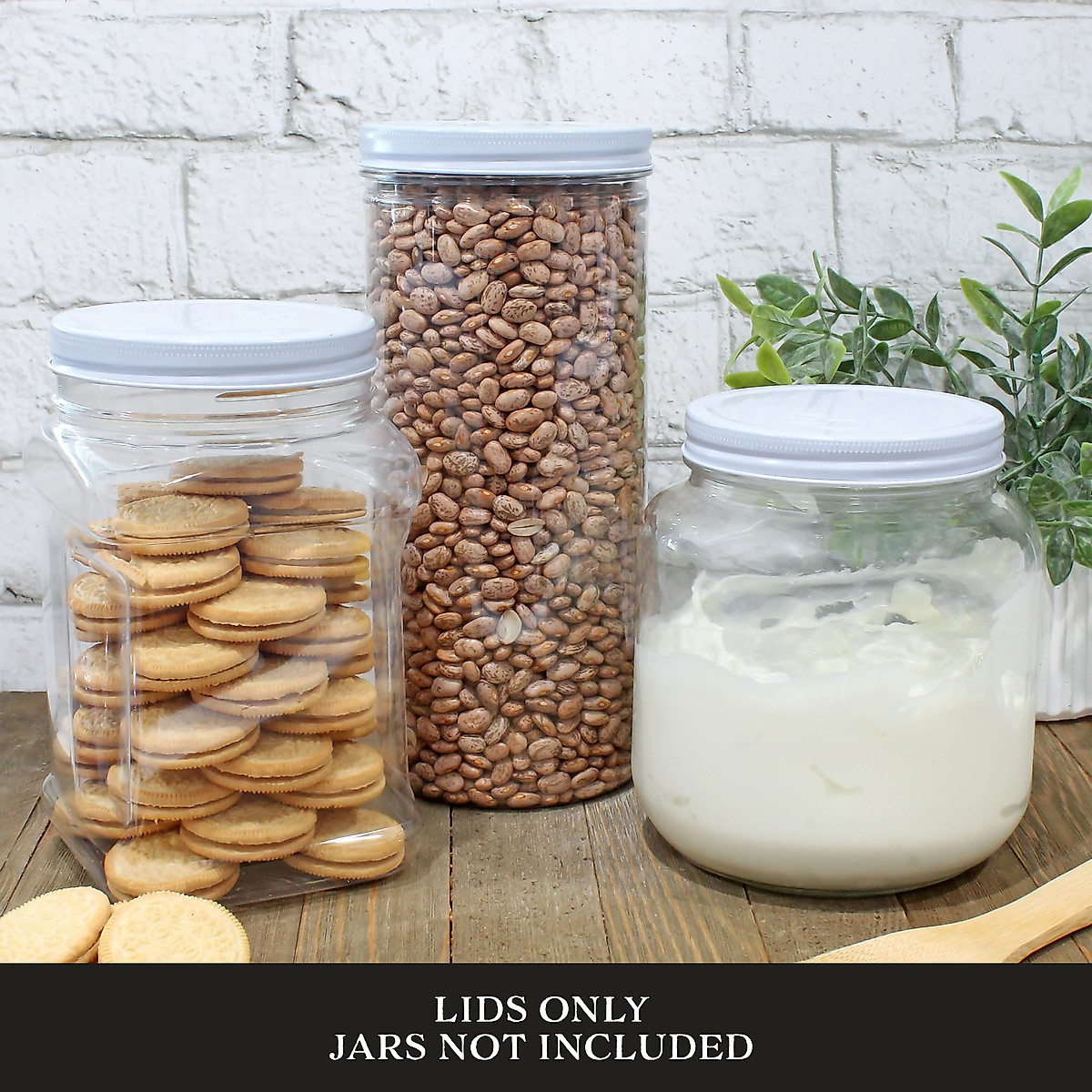 Cornucopia 110mm Replacement Metal Lids (4-Pack, White); Fits 110-400 Neck Large Wide Mouth Glass and Plastic Jars