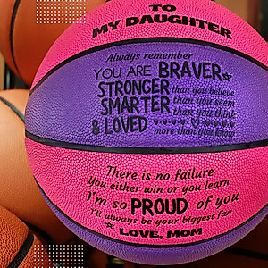 CybGene Engraved Basketball for Daughter, to My Daughter Basketball from Mom, Personalized Engraved Basketball with Warm Message to Daughter, Birthday Day Gifts for Daugther