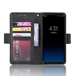 Asuwish Phone Case for Samsung Galaxy S8 Plus with Tempered Glass Screen Protector Cover and Cell Accessories Card Holder Slot Kickstand Flip Wallet Glaxay S8plus S 8 8plus 8S Edge S8+ SM-G955U Black