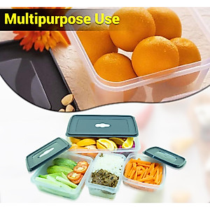 Neez Plastic Food Storage Box With Lids- Clear Containers Air Tight Snap-On Lock for Fridge, Kitchen - Reusable, Stackable, Freezable, Microwavable Organiser Sets (Pack of 7)