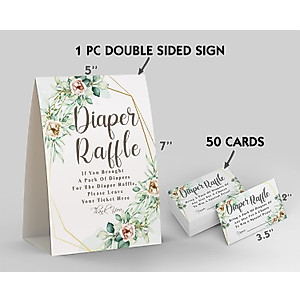 Diaper Raffle Tickets for Baby Shower Sign，Baby Shower Invitations with Diaper Raffle Cards - Baby gender neutral tickets(1 Sign with 50 Raffle Tickets) Toctose028