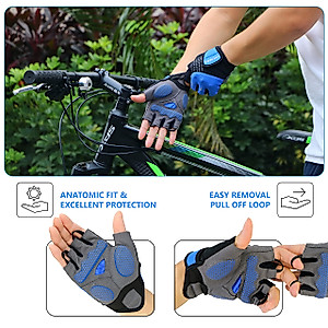 LuxoBike Cycling Gloves Mountain Bike for Men – Shock Absorbing SBR Gel Padded – Anti Slip Palm – Ultra Breathable – Specialized for Mens Bicycling, Biking, MTB Biker, Road Bicycle Riding