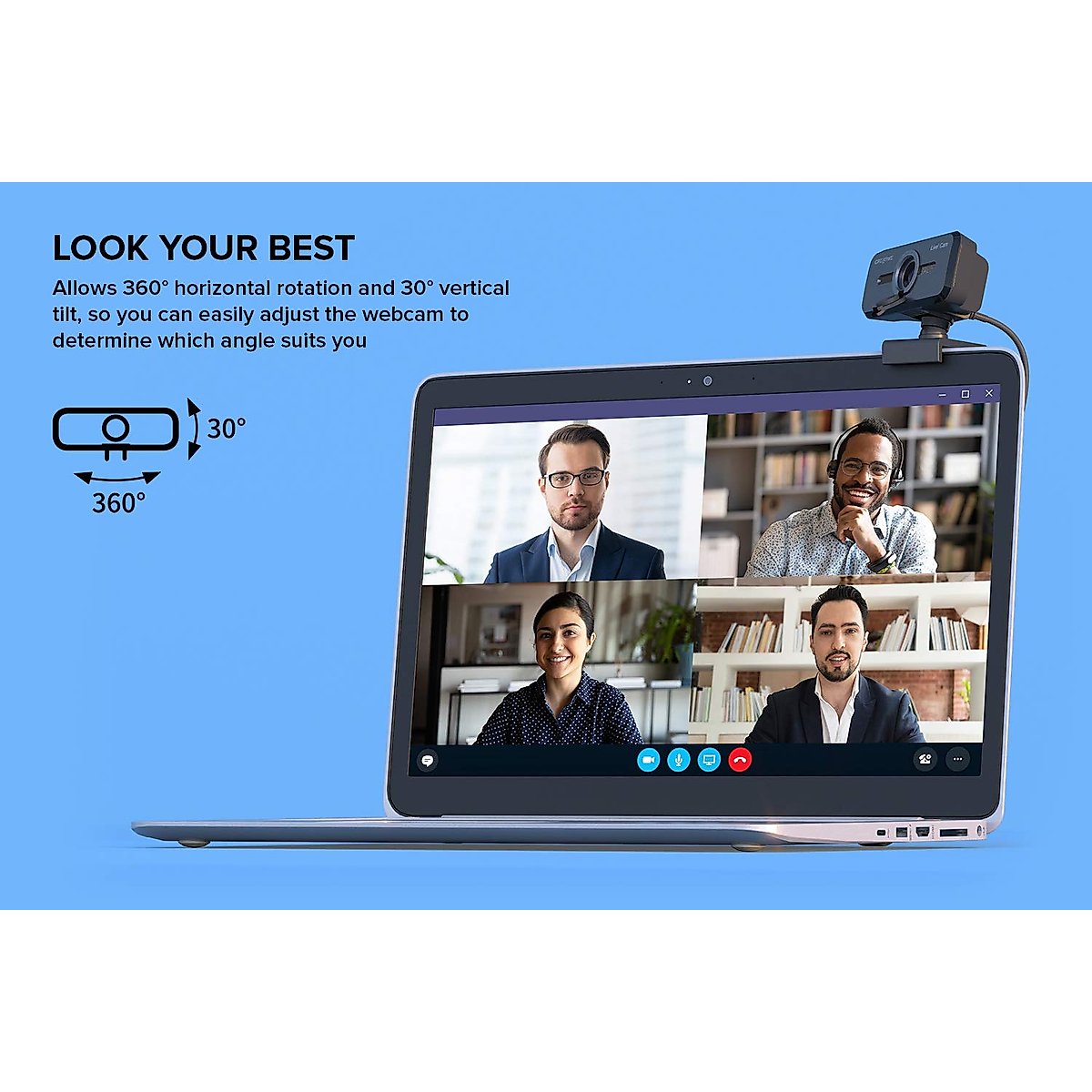 Creative Live! Cam Sync 1080p V2 Full HD Wide-Angle USB Webcam with Auto Mute and Noise Cancellation for Video Calls, Improved Dual Built-in Mic, Privacy Lens Cap, Universal Tripod Mount…