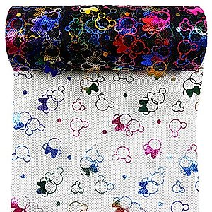 Yuanchuan Cartoon Glitter Tulle Rolls 6 inch x 10 Yards (30 feet) for Table Runner Chair Sash Bow Pet Tutu Skirt Sewing Crafting Fabric Christmas Wedding Unicorn Halloween Party Gift Ribbon (Black)