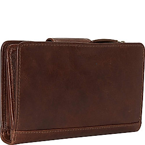 Mancini Leather Goods RFID Secure Medium Clutch Wallet (Red)