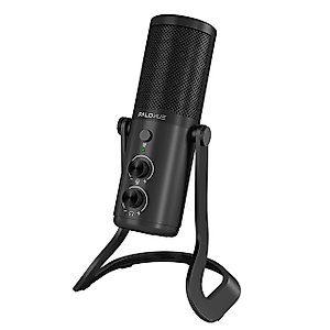 PALOVUE USB Computer Microphone, Condenser Microphone for PC, Gaming, Podcast, with Noise Cancelling Instant Mute, Volume Control, Headphone Output Streaming Mic for Recording Vocals YouTube