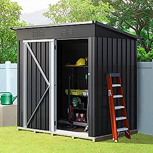 DWVO Outdoor Storage Shed 5x3FT, Heavy Duty Metal Tool Sheds Storage House with Single Lockable Door & Air Vent for Garden, Patio, Lawn to Store Bikes, Trash Bins, Tools, Lawnmowers