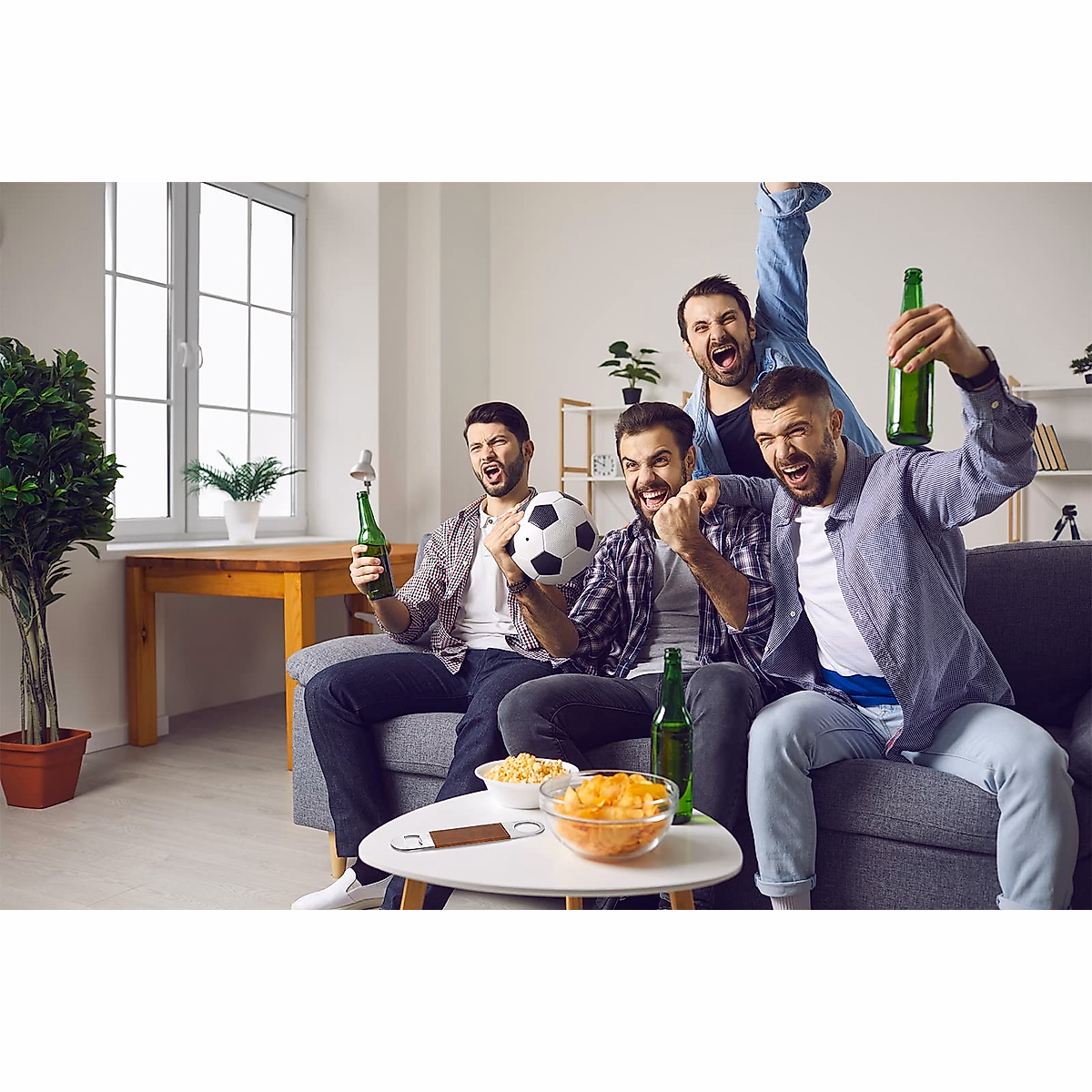 Heavy Duty Stainless Steel Flat Bottle Opener, Bartender Beer Opener with Leather Handle, 7 inches, Solid and Durable for Kitchen, Bar or Restaurant HANCELANT