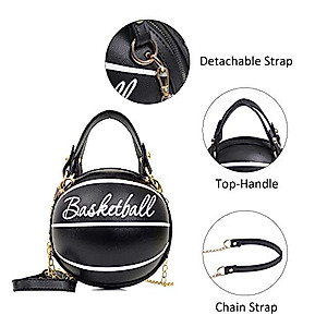 Lanpet Women Crossbody Bags Basketball Shaped PU Handbags Adjustable Strap Shoulder Messenger Bag