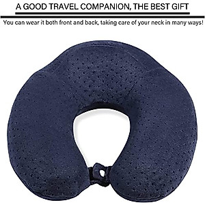 Cozy BoSpin Travel Pillow - Luxury Memory Foam Neck Support Cushion Neck Support Pillow (Blue)