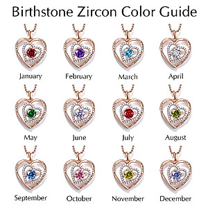 JD & P Rose Gold Double Heart Pendant Necklace for Women, March Cubic Zirconia Birthstone Jewelry Birthday Christmas Gift Ideals for Mom Mother Wife Daughter Grandma Girlfriend Her