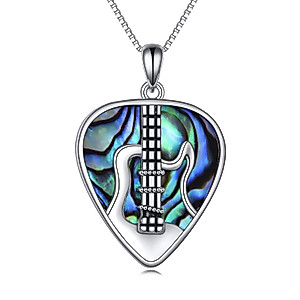 CUPENDA Guitar Pick Necklace Sterling Silver Guitar Necklace Music Jewelry Gifts for Women