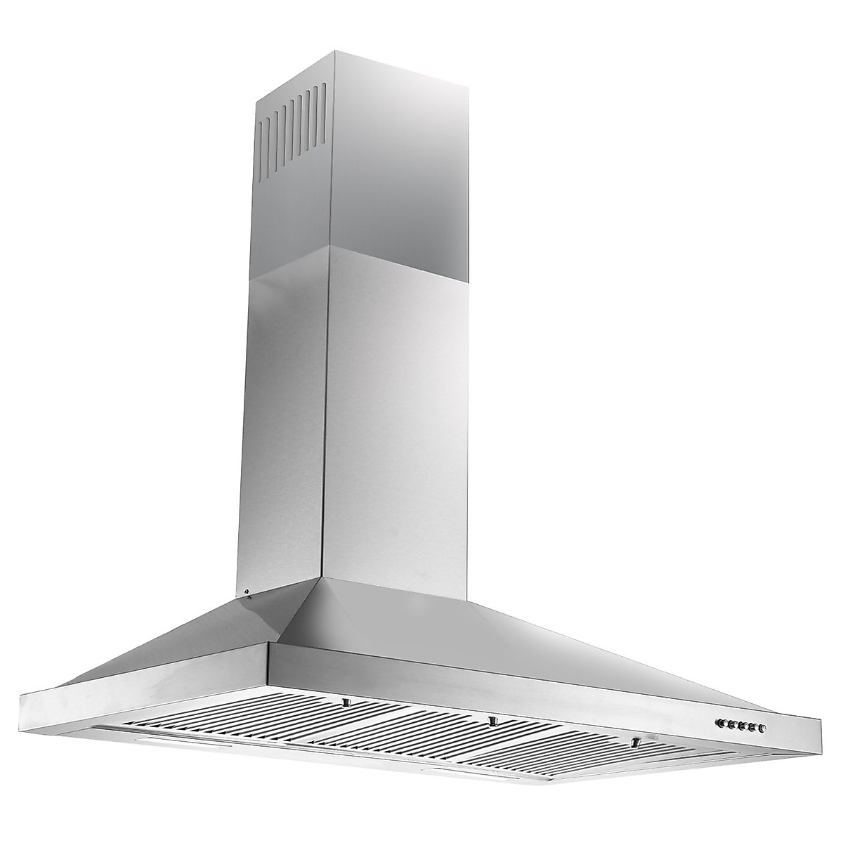 Zomagas 36 inch Range Hood, Wall Mounted Vent Hood in Stainless Steel, Ducted/Ductless Kitchen Hood w/Push Button Control, 3 Speed Exhaust Fan, 3 Pcs Baffle Filters, Energy Saving LED Light