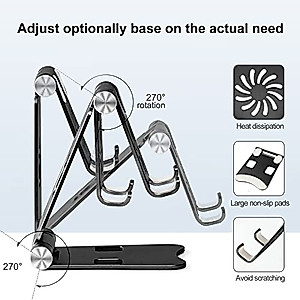 Vlatuo Cell Phone Stand,Foldable Mobile Aluminum Desktop Phone Holder,Adjustable Phone Dock Cradle,Compatible with iPhone 14 13 12 10 Max Pro Xr Xs Plus ipad Mini Samsung Galaxy (Black)