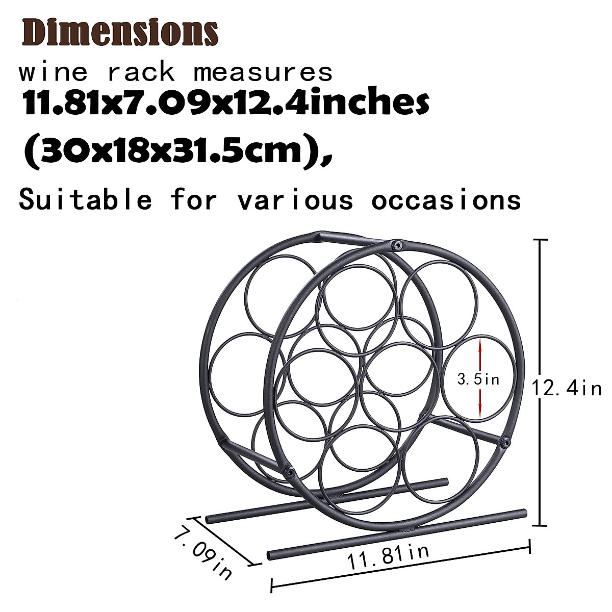 GOSSI 3- Tier Home Wine Bar Restaurant Hotel for Wine Lovers Wine Rack Standing Floor Cabinets Wine Bottle Holders Stands - Black 7 Bottle Metal Stand Christmas Decorations（23035）