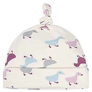 Grow by Gerber Baby Girls 4-Pack Caps, Grey/Pink/Ivory, Newborn