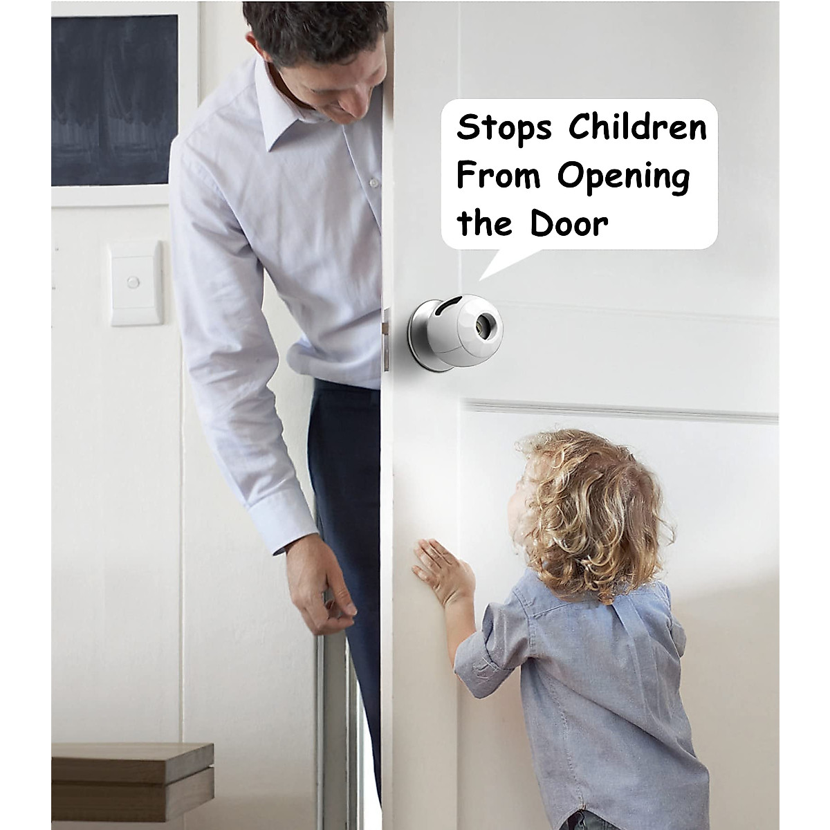 Baby Safety Door Knob Covers 4 Pack Baby Safety Door Handle Protector Child Proof Door Knobs Door Safety for Kids Universal Fit Easy Grip Lockable Design One Hand Operation for Parents No Tools Needed