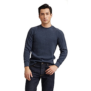 Grayers Mens Thermal Waffle Long Sleeve Crew Neck Shirt (Mood Indigo, Large)