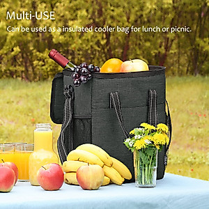 6 Bottle Wine Gift carrier - Insulated & Padded Wine Carrying Cooler Tote Bag with Handle and Adjustable Shoulder Strap for Travel or Picnic, IDEAL Wine Lover Gift, Black