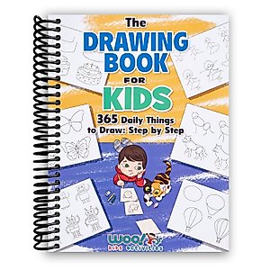 The Drawing Book for Kids: 365 Daily Things to Draw, Step by Step (Woo! Jr. Kids Activities Books) [Spiral-bound]