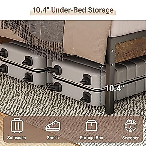 Zevemomo Full Bed Frame with 2-Tier Storage Headboard and Power Outlets, USB Ports Charging Station, Heavy Duty Metal Platform Bed Frame 800 LBS Weight Capacity, Noise-Free & No Box Spring Needed