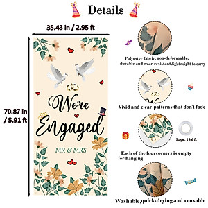 Kimini-Ki We're Engaged Door Cover, Engagement Door Banner, Engagement Party Sign, Bridal Shower Mr & Mrs Bride to Be Bachelorette Wedding Party Banner Decoration Supplies