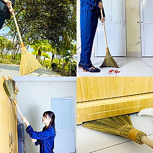 TTS For Home Handmade Whisk Sweeping Broom - Vietnamese Straw Soft Broom for Indoor or Outdoor Sweeping - Broom Decorative 11.81" Width,39" Length
