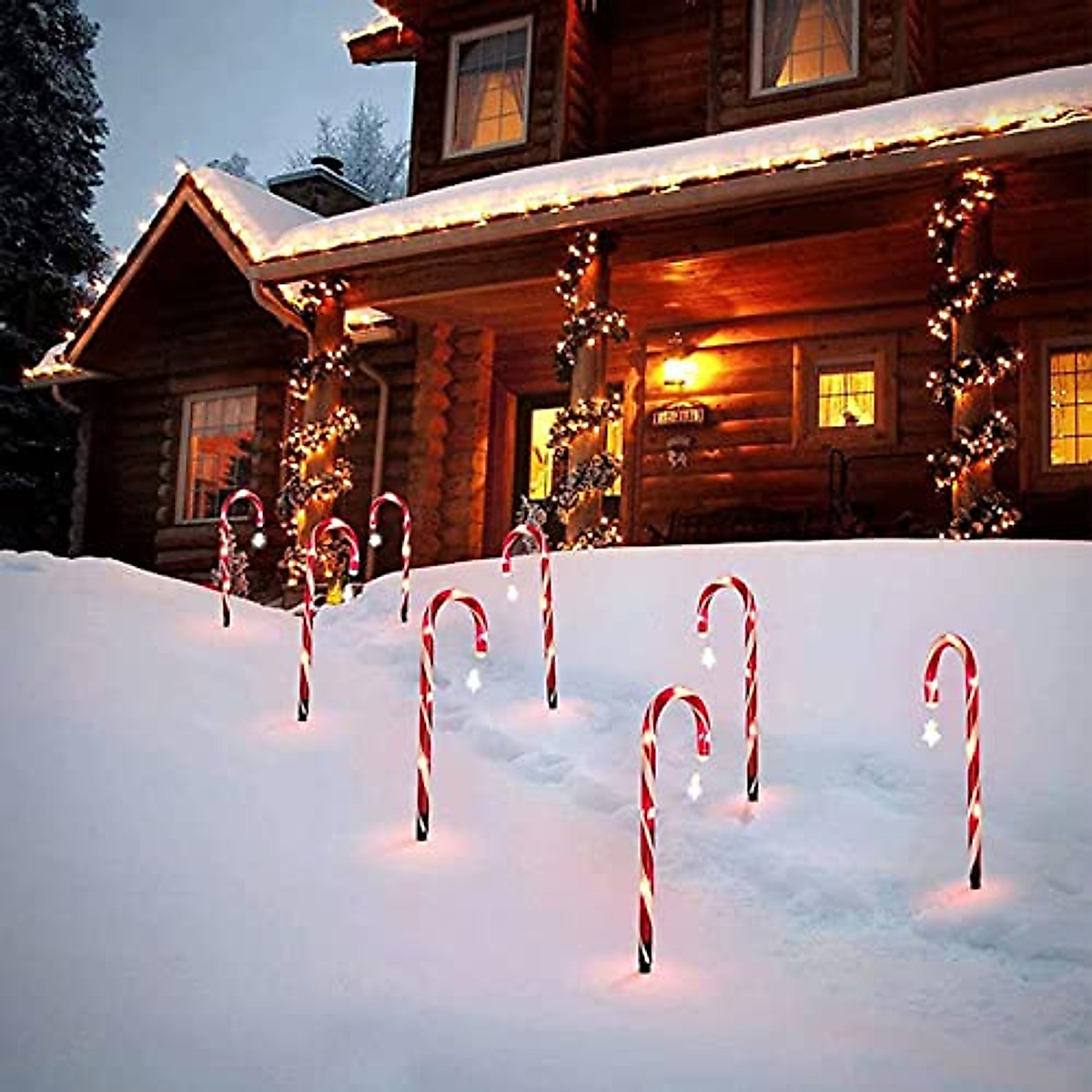 Christmas Candy Cane Lights,8Pcs Solar Christmas Candy Cane Light， Christmas Decoration， for Home Garden Passage Pathway Courtyard Lawn Decoration Light