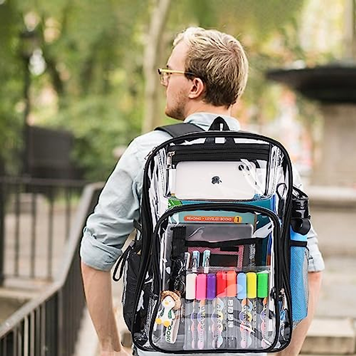 Birity Clear Backpack Heavy Duty,Large PVC Transparent Backpack,See Through Book Bag,Transparent Backpack For Teenager and Adults,Clear Bookbag for School,Sports,Work,Travel, College