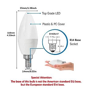 CTKcom LED Candelabra Light Bulbs E14 7W, Equivalent 60 Watt Light Bulbs,Candelabra Led E14 Instermediate Base,430 Lumens LED Not Dimmable (Warm White 2700K) 4 Pack
