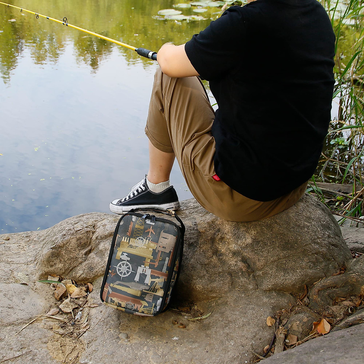 UNISTRENGH Fishing Reel Tackle Bag Outdoor Fishing Reel & Gear Case Water-Resistant Fishing Tackle Organizer Carry Storage Bags (Camouflage #2)