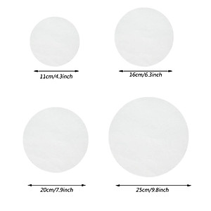 MOTZU 144 Pack 8 inch Air Fryer Lining, Bamboo Steamer Liner, Pre-Cut Non-Stick Parchment Paper Round Sheets for Separating Frozen Patty, Steaming Basket, Baking, Cooking Fried Food, Tortilla Press