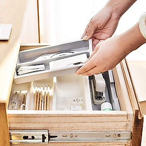 LSXLSD Three-Piece Drawer Storage Box Desk Separation and Finishing Free Combination Sundries Cosmetic Compartment Really Useful Storage (Color : Gray)