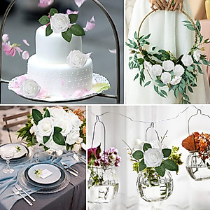 AmyHomie Artificial Flowers White Rose 100pcs Real Looking Fake Roses w/Stem for DIY Wedding Bouquets Centerpieces Arrangements Party Baby Shower Home Decorations