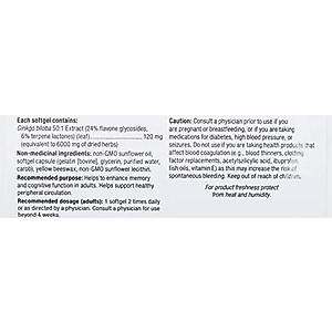 webber naturals Ginkgo Biloba 120mg 300 Softgels