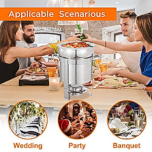 Jollebone Upgraded 2 Pack Soup Chafer, 7 QT Stainless Steel Round Soup Warmer, Soup Chafer with Pot Lid and Fuel Holder for Parties Buffet Wedding Banquets Commercial Grade