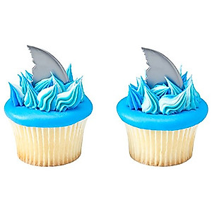 NCS Grey Shark Fin Cake and Cupcake Pick Toppers, 24 Count