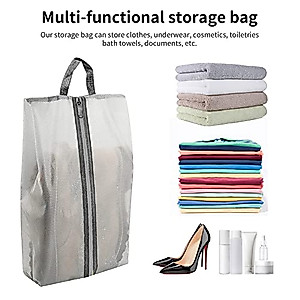 Creechwa Shoe Bags for Travel, Waterproof Shoe Storage Packing Organizer with Zipper and Handle, Translucent Shoe Pouch for Women and Men (Grey 3 PCS)