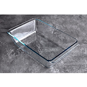 Deep Clear Glass Baking Dish, Rectangular Tempered Glass Baking Pan, The Largest casserole dish. -5.4 Liter
