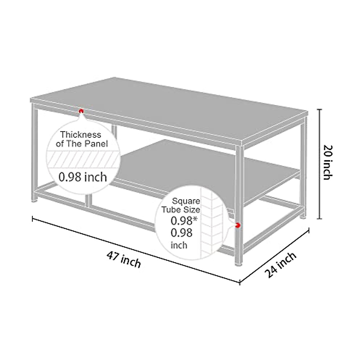Coral Flower Metal Frame Coffee Table with Large Shelve Space, Light oak