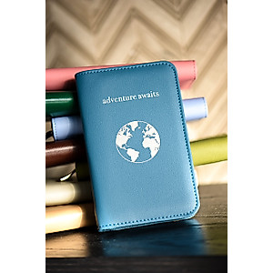 Phone Charging Passport Holder with Removable Fast Charging Power Bank that holds money, cards, phone, travel docs- RFID Blocking - Compatible with All Phones - Travel Accessories (Cerulean)