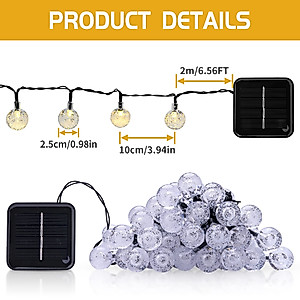 Kitmose Solar String Lights Outdoor Patio Lights,8 Modes 22 FT Christmas Fairy Lights Hanging Lights 50 LED for Balcony Backyard Porch,Solar Powered Auto On/Off (Warm White)