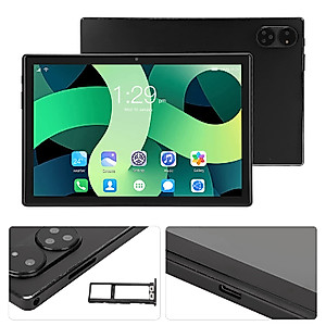 10.1 Inch Tablet, 4G Calling Tablet 100-240V Dual Card Slots 8000mAh Octa Core 6GB RAM 128GB ROM 1960x1080 IPS Support 4G Call 12.0 (US Plug)