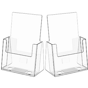 MaxGear Acrylic Brochure Holder 6 x 9 Inches, Clear Literature Holder Acrylic Countertop Organizer Plastic Flyer Display Stand Clear Bi-fold Magazine Holder for Pamphlet, Booklet, Menu, 2 Pack