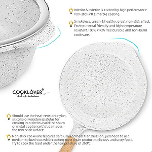 COOKLOVER Nonstick Frying Pan Induction Sauté Pan with Lid - 9.5 inch- White + Nonstick Frying Pan - 11inch- White