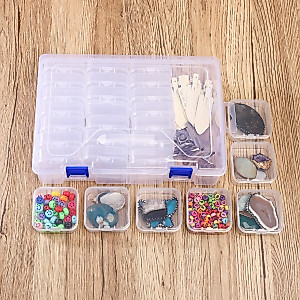doovide Bead Organizer Box, 28Pcs Small Bead Organizers and Storage Plastic Cases Mini Clear Bead Storage Containers Boxes with Hinged Lid and Rectangle for Bracelet Making DIY Jewelry Craft Nail