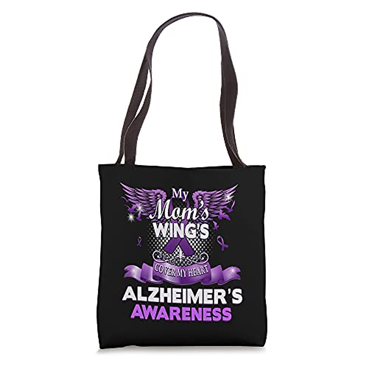 Alzheimer's Awareness Products Mom's Wings Cover My Heart Tote Bag
