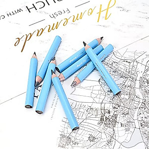 AUTEMOJO Short triangle 5mm thick core fat pencil, 3.5 inch fat pencil, suitable for preschool children Little hand, kindergartens, children's writing and painting (8 light blue)
