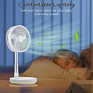 Primevolve 10 inch Oscillating Fan, Battery Operated Fan Adjustable Height, USB Rechargeable Home Office Outdoor Camping Tent Travel, White